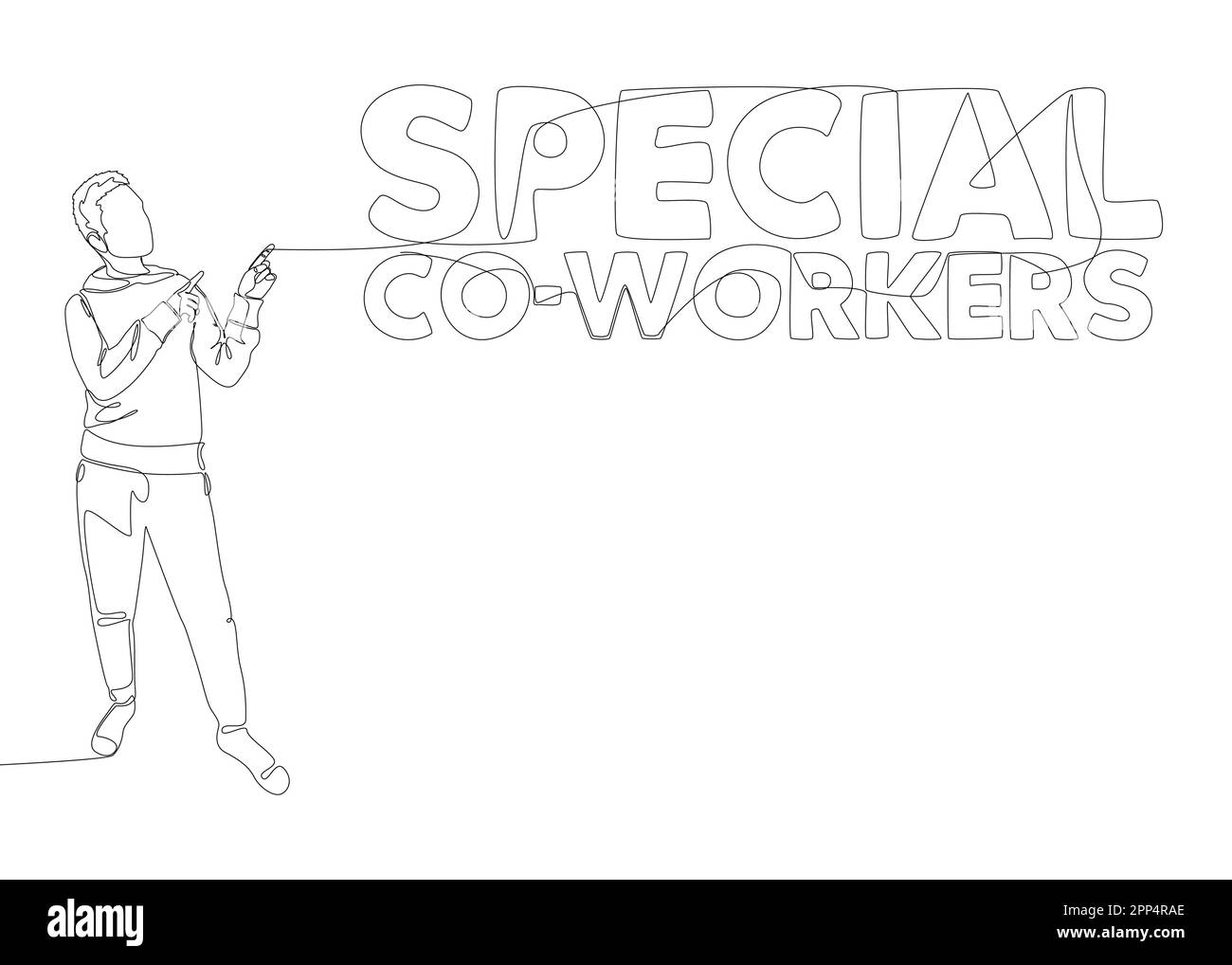 One continuous line of Man pointing with finger at Special Co-workers ...