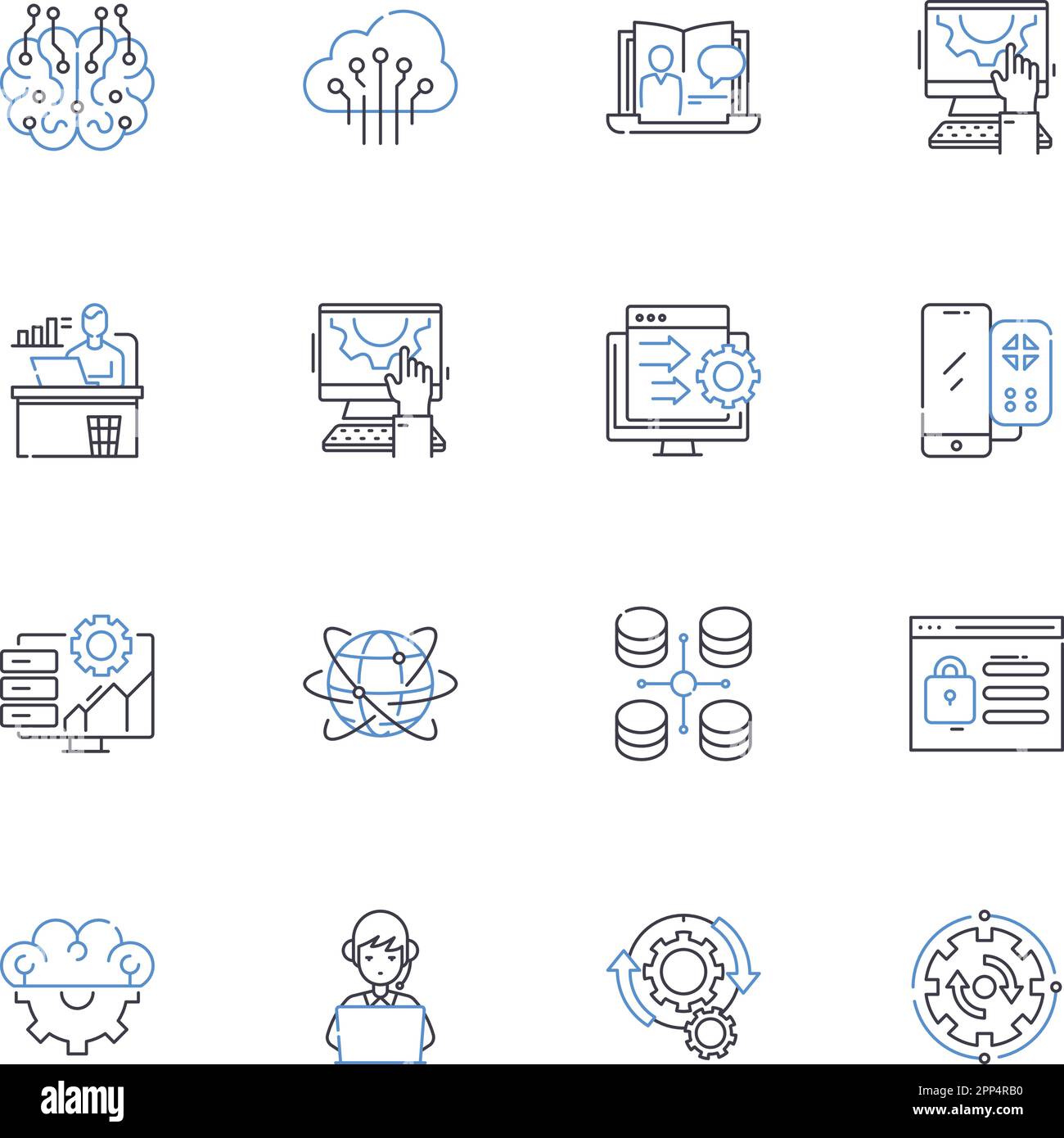 Algorithmic Software Line Icons Collection Code Logic Syntax Analysis Computation