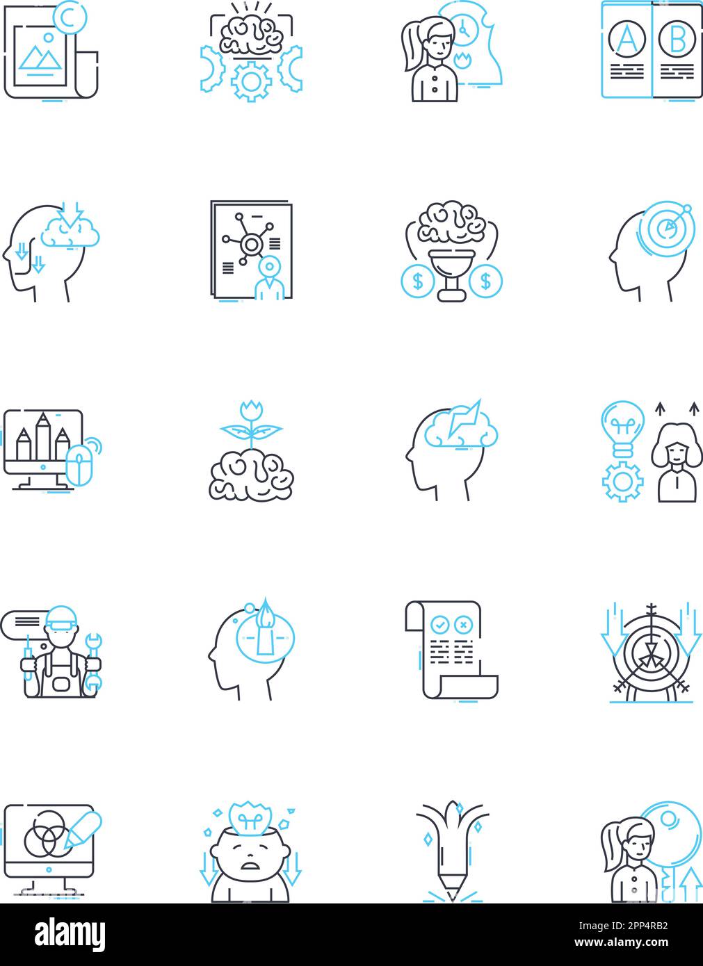 Reflection Linear Icons Set Contemplation Pondering Self Awareness Introspection Thinking