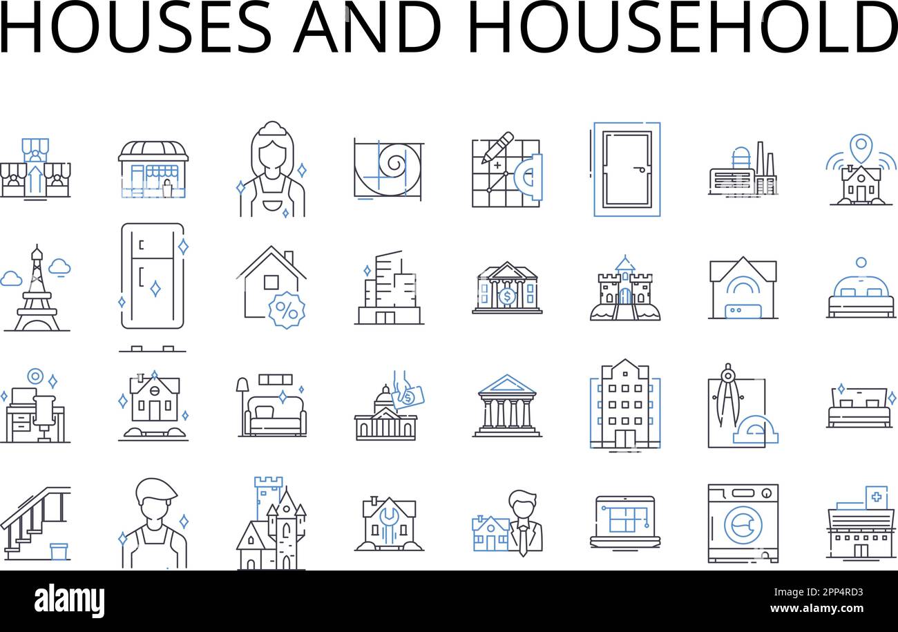 Houses and household line icons collection. Dwelling place, Home, Abode ...