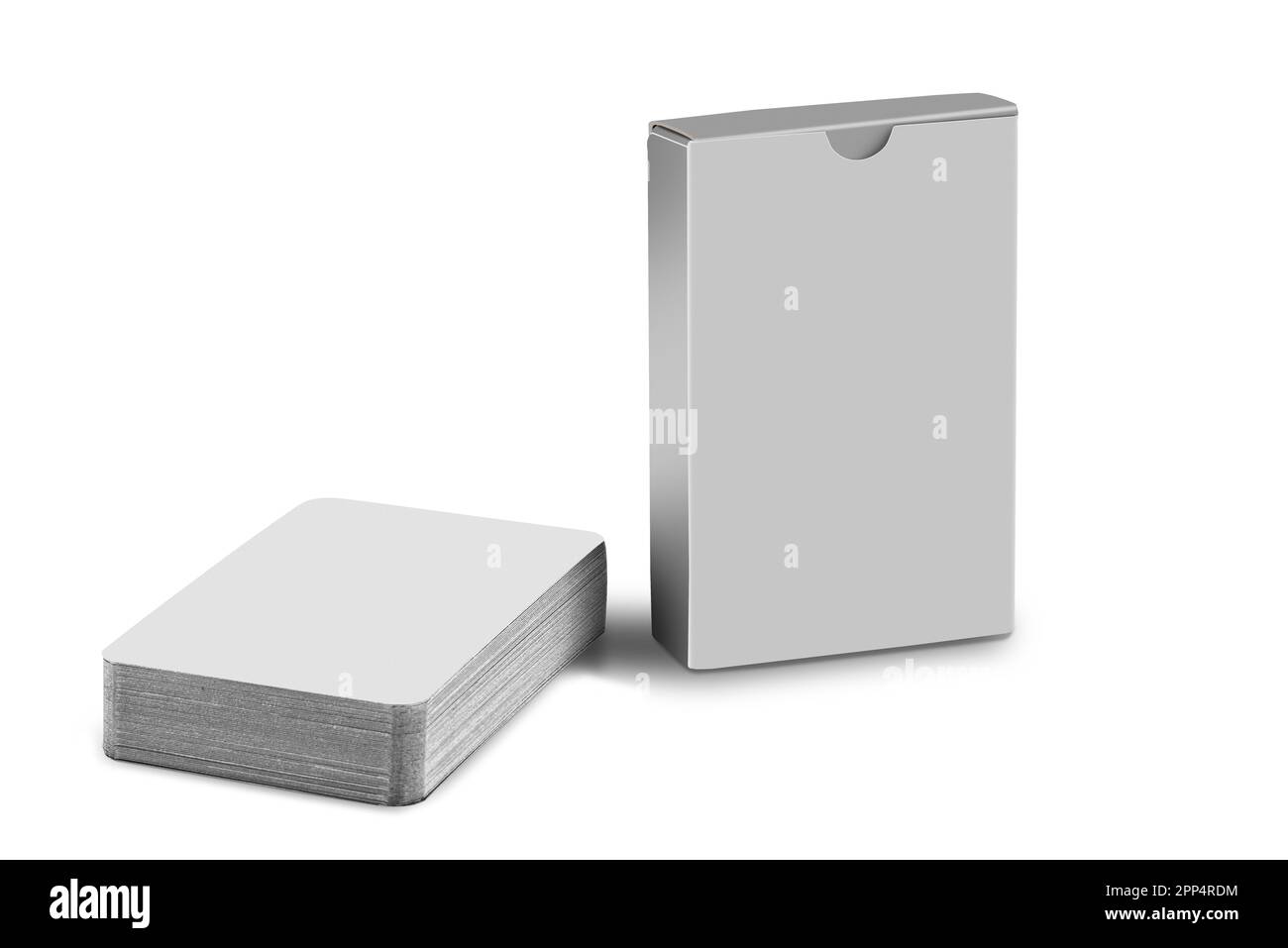 Stack of playing cards with box isolated on white Stock Photo - Alamy