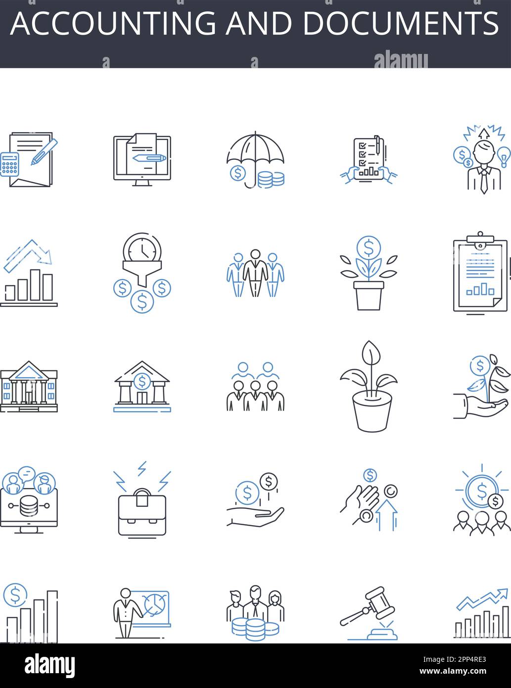 Accounting and documents line icons collection. Bookkeeping, Financial management, Record ...