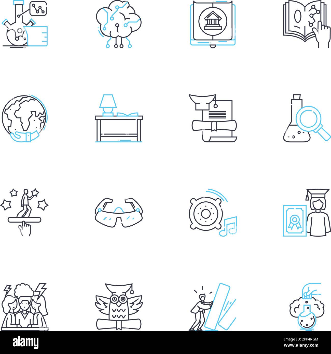 Virtual school linear icons set. Online, Virtual, E-learning, Distance ...