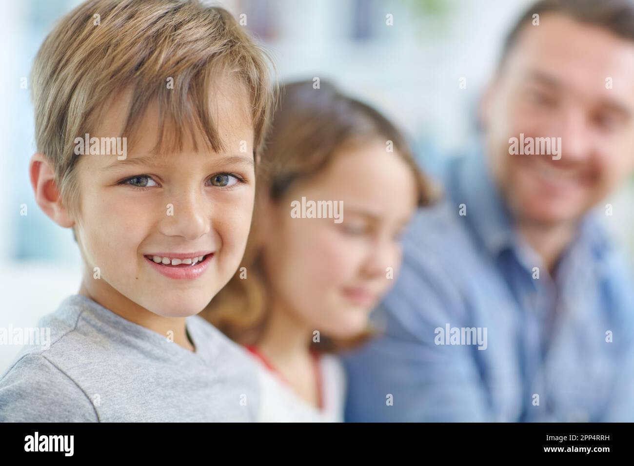 I love my family. Portrait of an adorable little boy spending the day ...