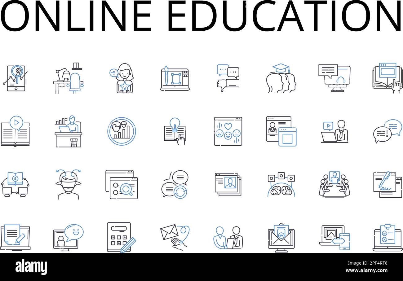 Online education line icons collection. Digital learning, E-Learning ... Online education line icons collection. Digital learning, E-Learning ...