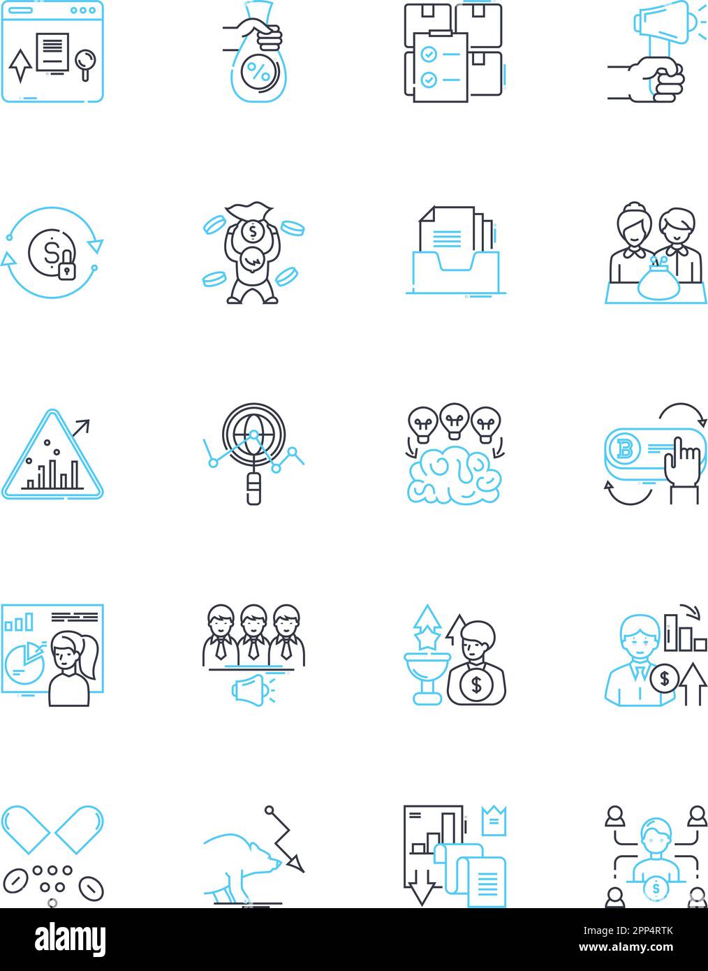Fiscal responsibility linear icons set. Budgeting, Accountability ...