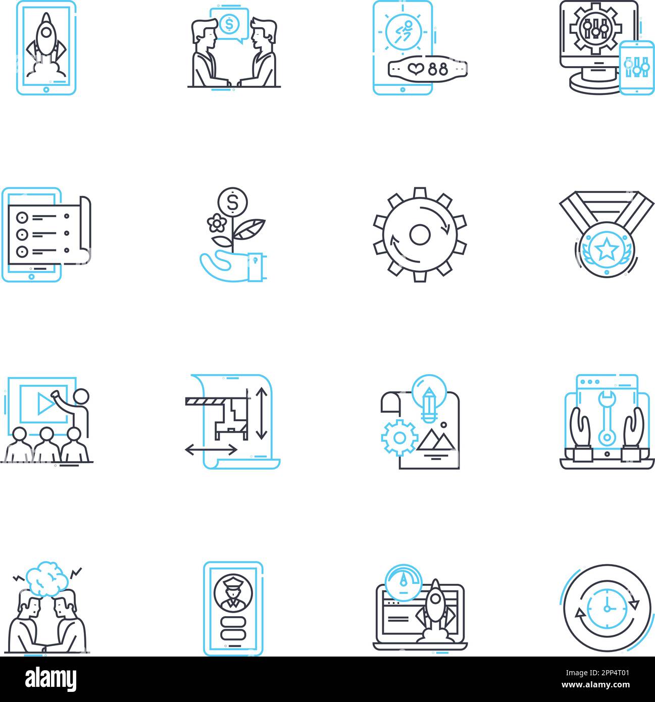 Growth linear icons set. Expansion, Development, Advancement, Progress ...