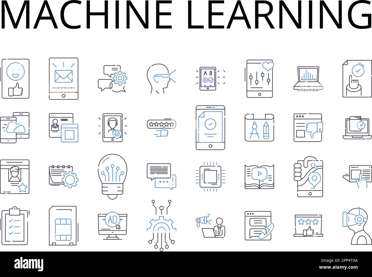 Machine Learning Line Icons Collection Artificial Intelligence