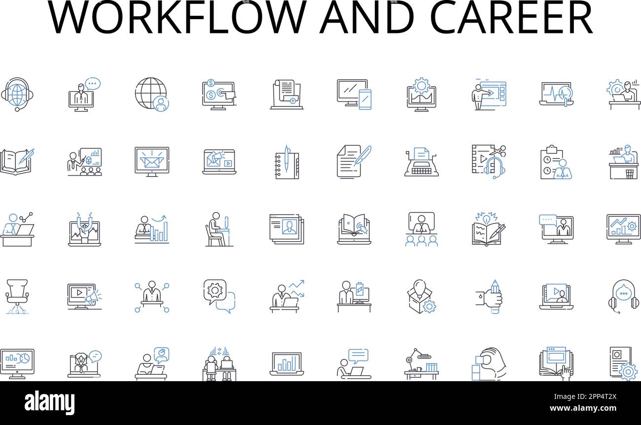 Workflow and career line icons collection. Academic, Accreditation ...