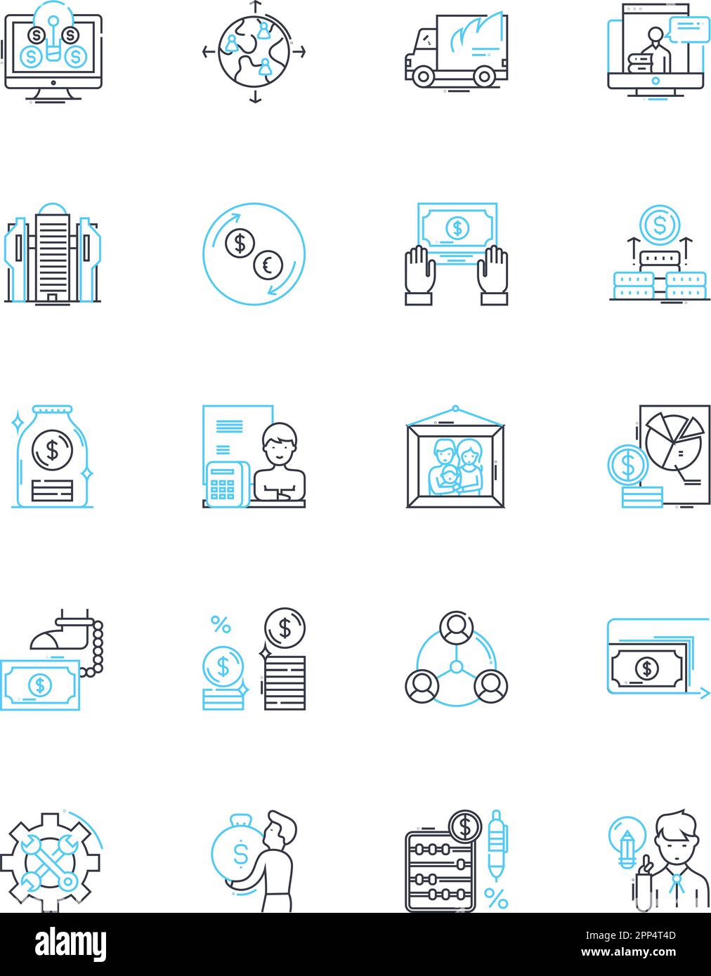 Electronic Investing Linear Icons Set Robo Advising Fintech Paperless Automation Algorithm