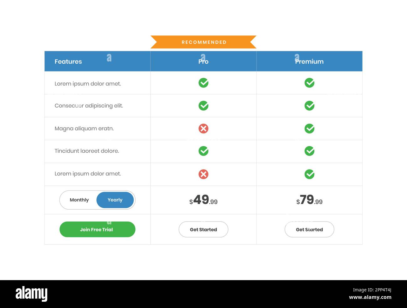 Business subscription plan comparison pricing table ui design Stock ... Business subscription plan comparison pricing table ui design Stock ...