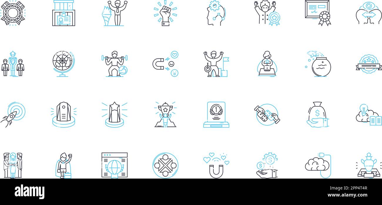 Revenue increase linear icons set. Profit, Growth, Sales, ROI, Revenue ...