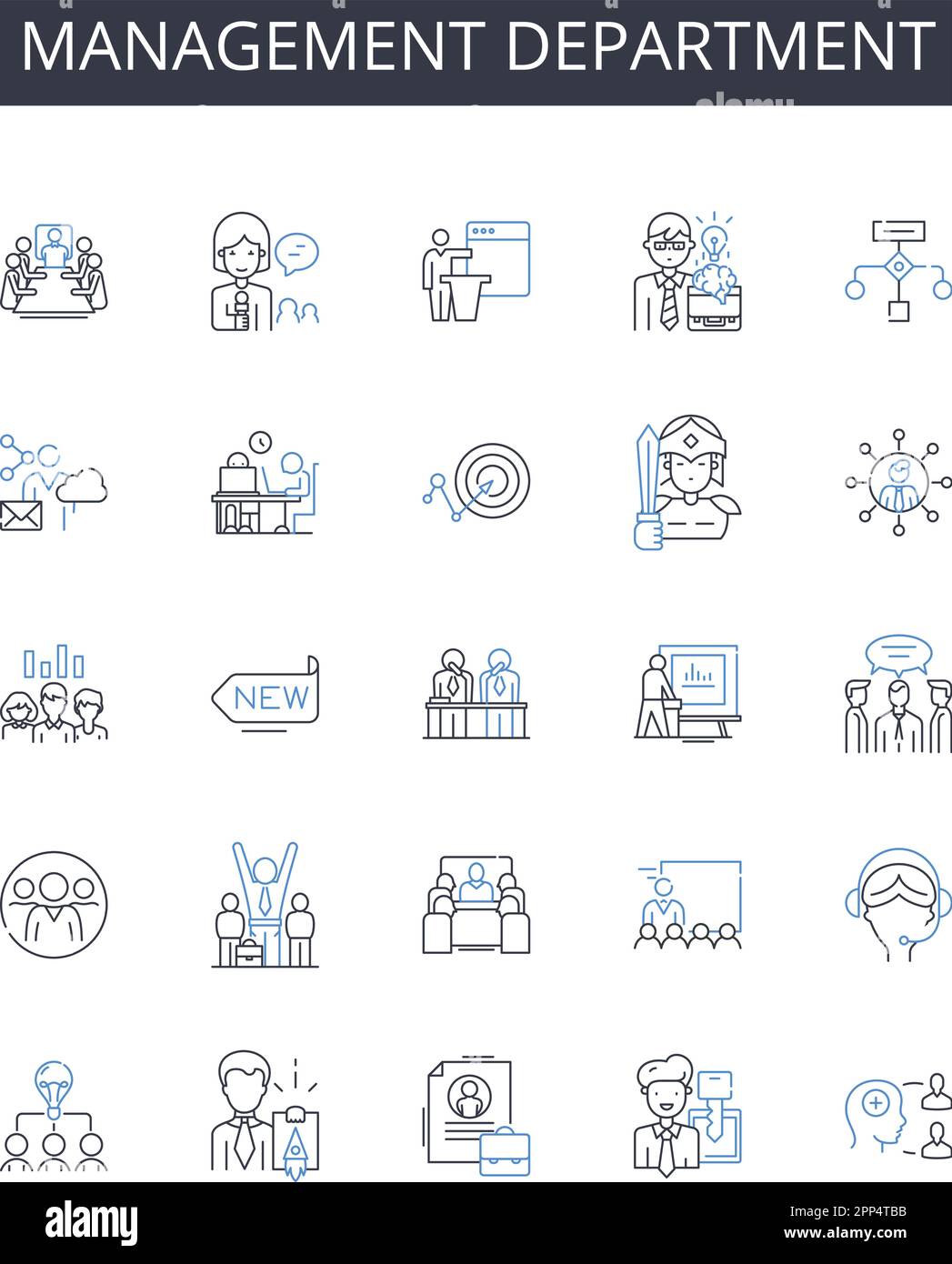 Management department line icons collection. Collaboration, Cooperation ...