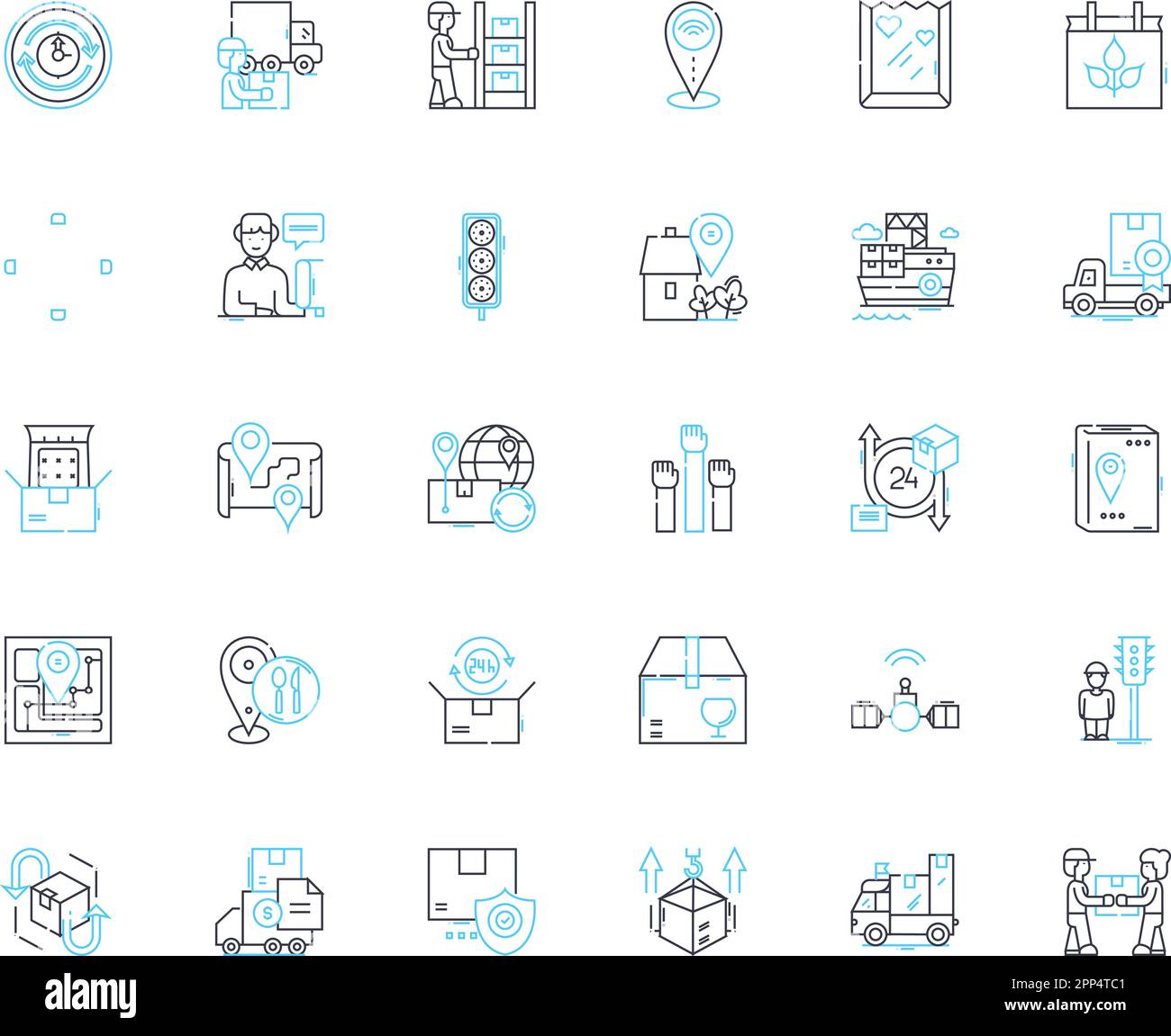 Ocean shore linear icons set. Waves, Sand, Seagulls, Tide, Shells ...