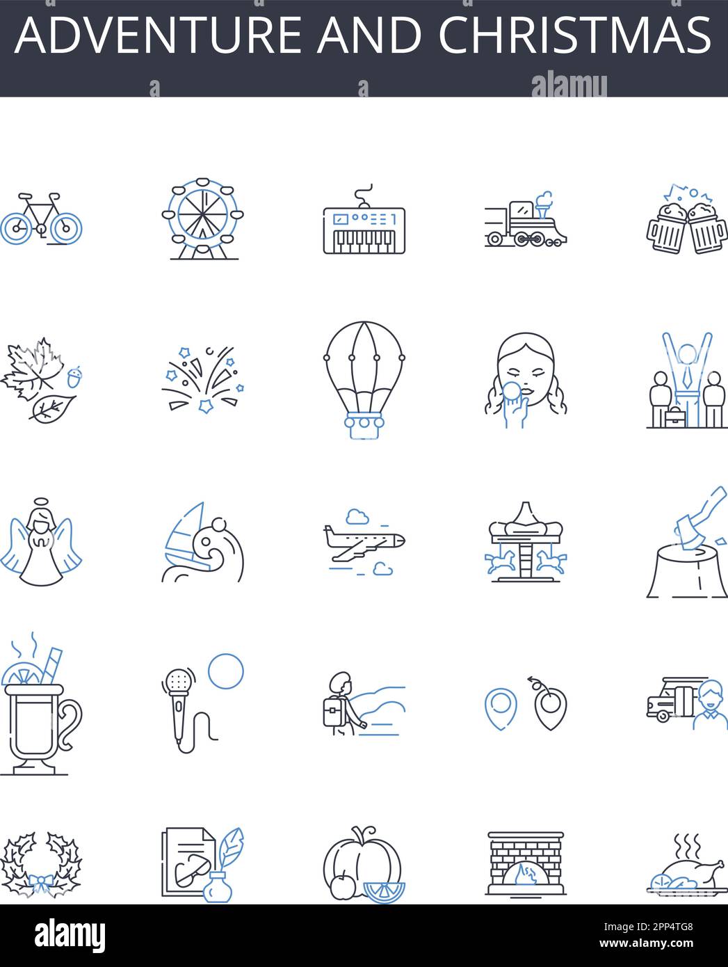 Adventure and christmas line icons collection. Tranquility, Serenity ...