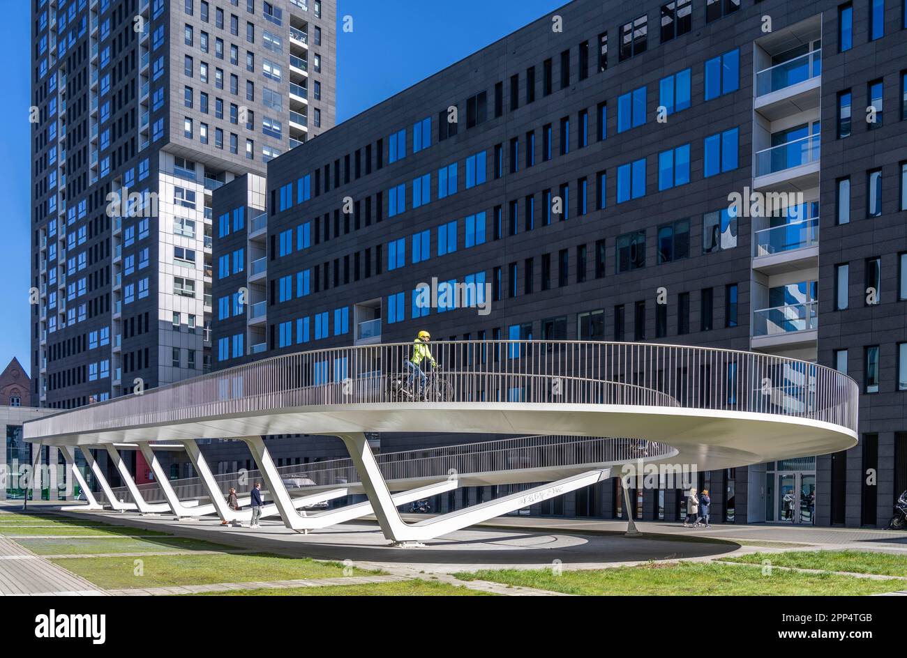 The Parkbruk, cyclist and pedestrian bridge in the centre of Antwerp ...