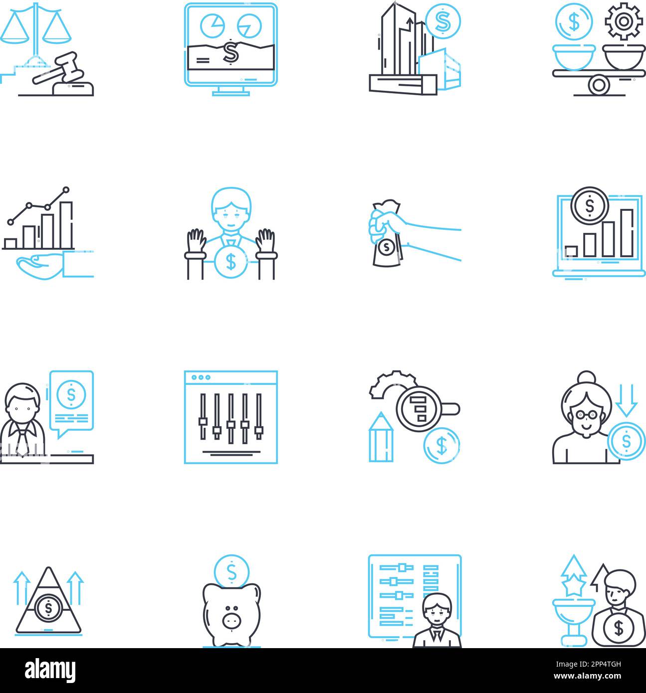 Equity fund linear icons set. Investment, Portfolio, Returns, Stocks ...