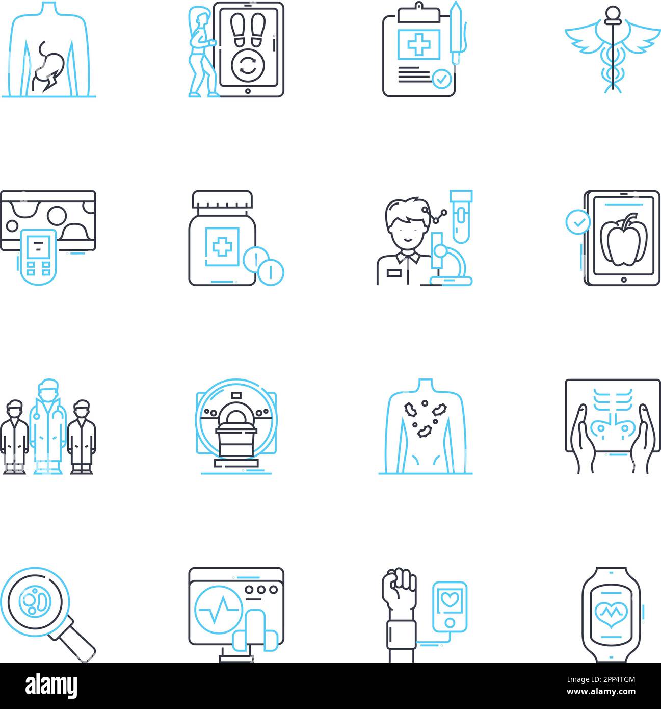 Fitness linear icons set. Muscles, Cardio, Endurance, Strength, Agility ...