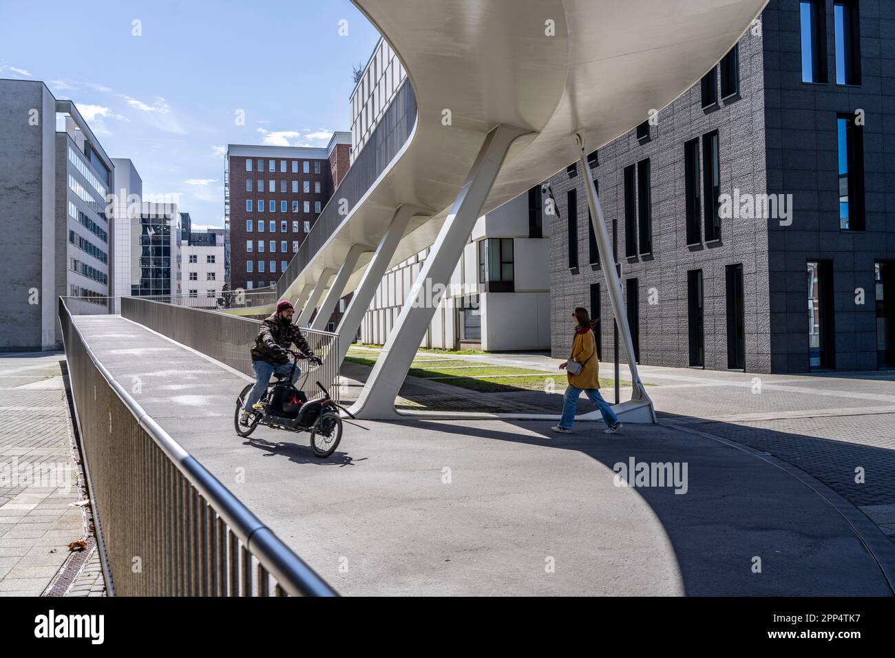The Parkbruk, cyclist and pedestrian bridge in the centre of Antwerp ...