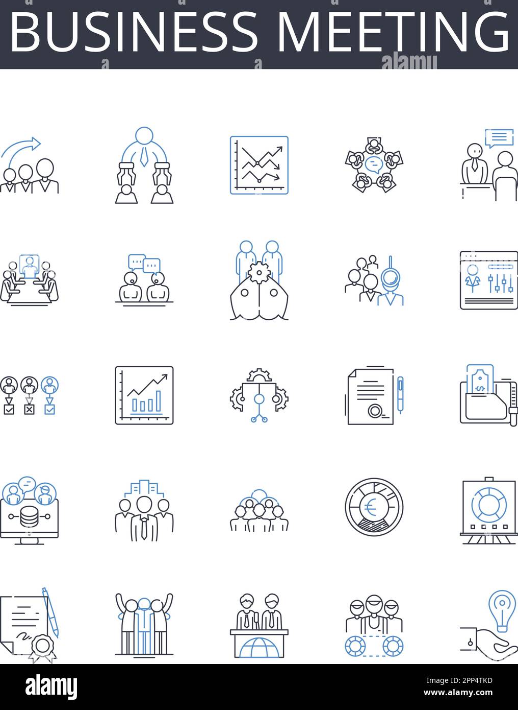 Business meeting line icons collection. Team building, Board meeting ...