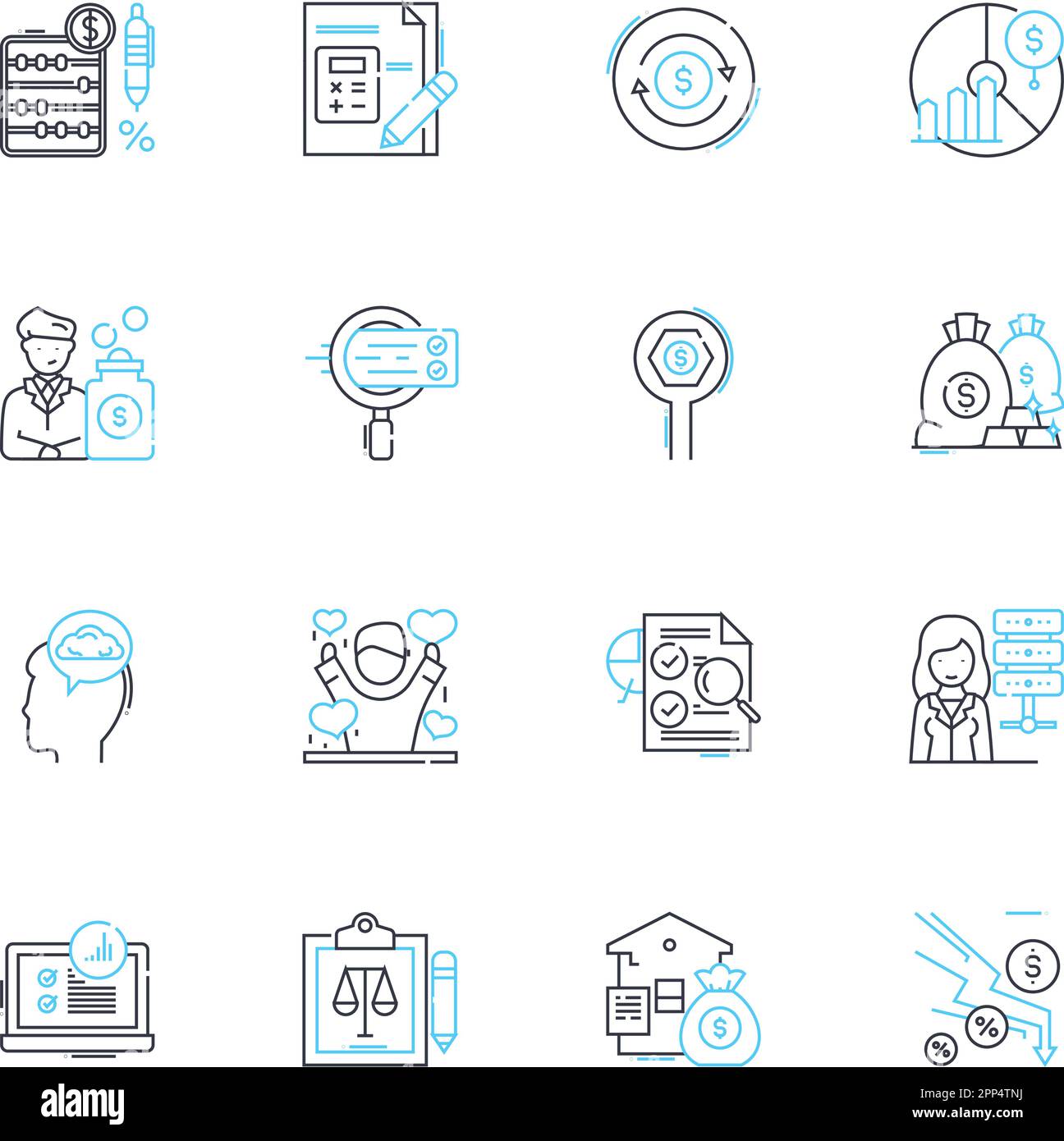 Peer-to-peer commerce linear icons set. decentralization, collaboration ...