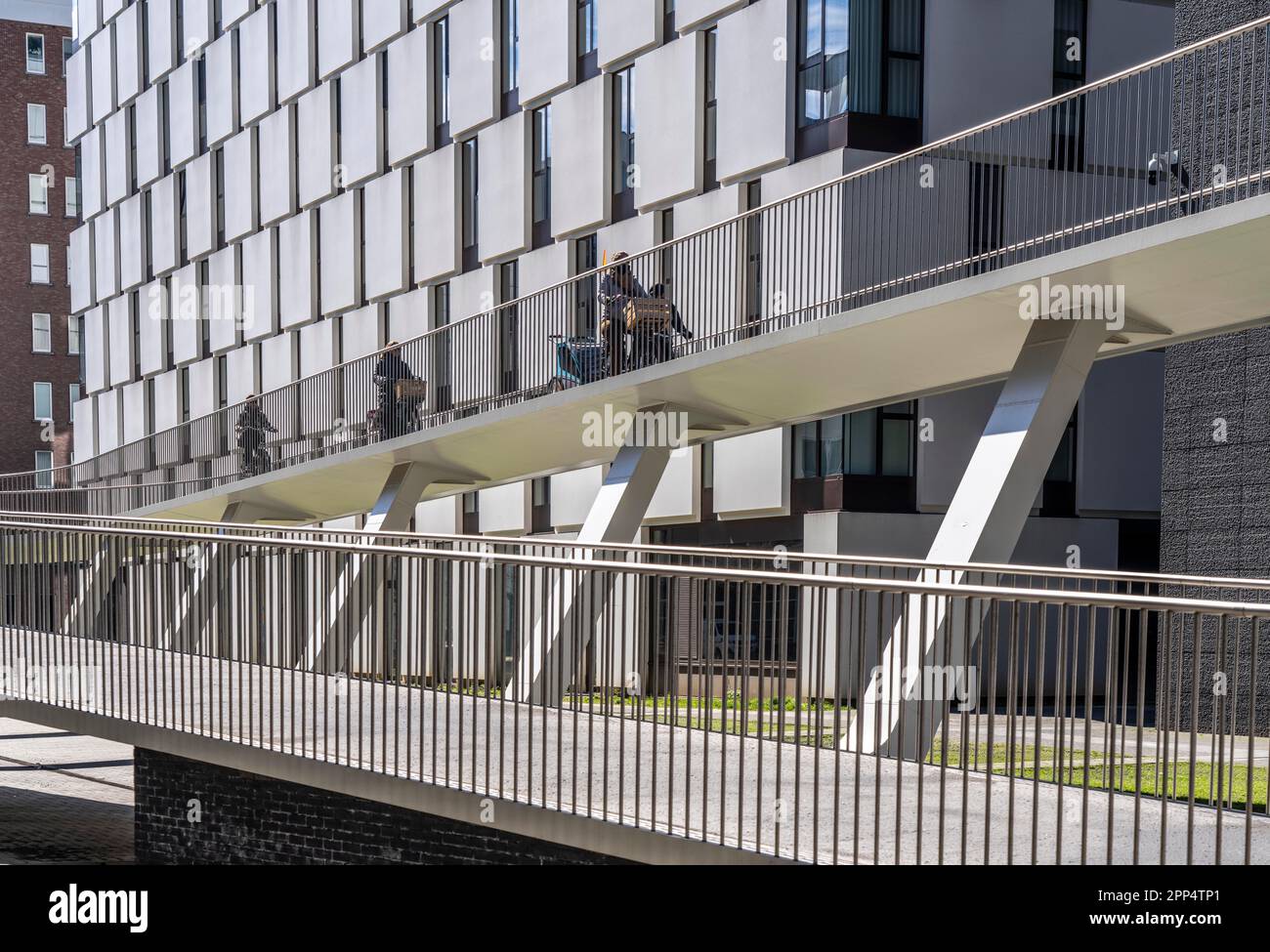 The Parkbruk, cyclist and pedestrian bridge in the centre of Antwerp ...