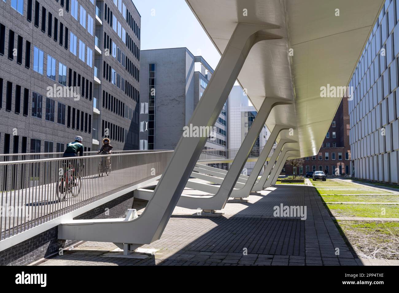 The Parkbruk, cyclist and pedestrian bridge in the centre of Antwerp ...