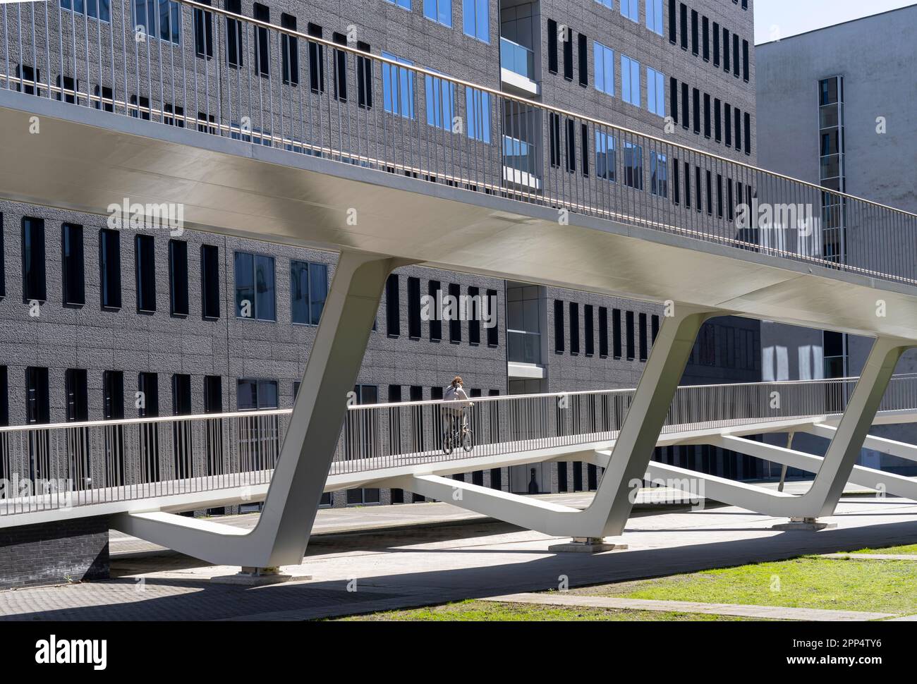 The Parkbruk, cyclist and pedestrian bridge in the centre of Antwerp ...