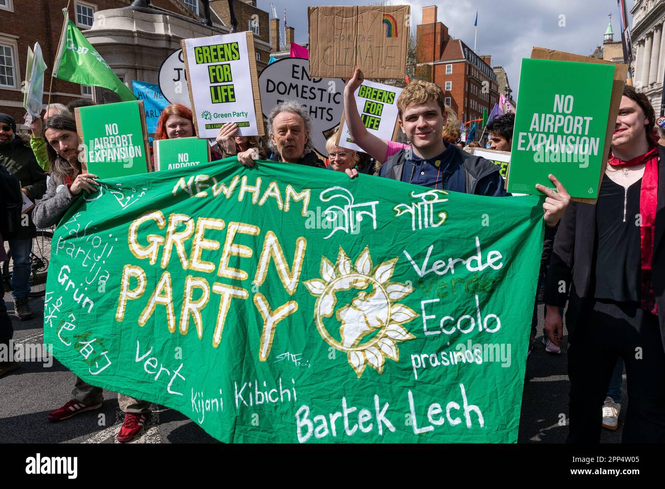 London, UK. 21st April, 2023. Newham Green Party members take part in ...