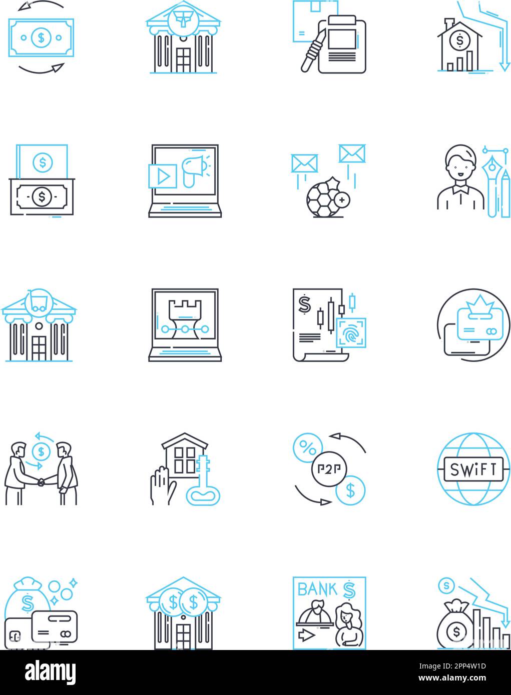 Portfolio resource linear icons set. Showcase, Presentation, Exhibit ...