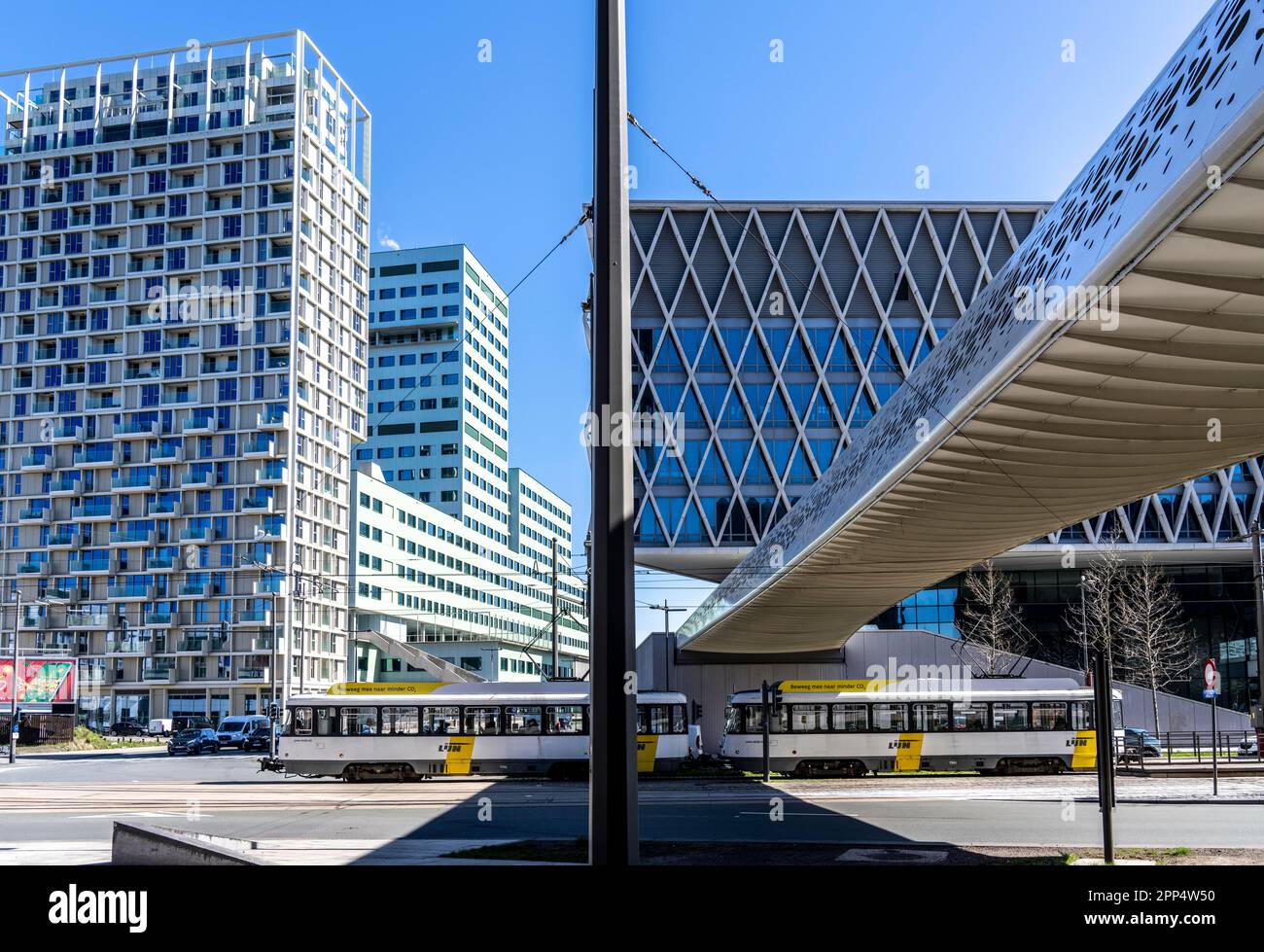 The Parkbruk, a cyclist and pedestrian bridge in the centre of Antwerp ...