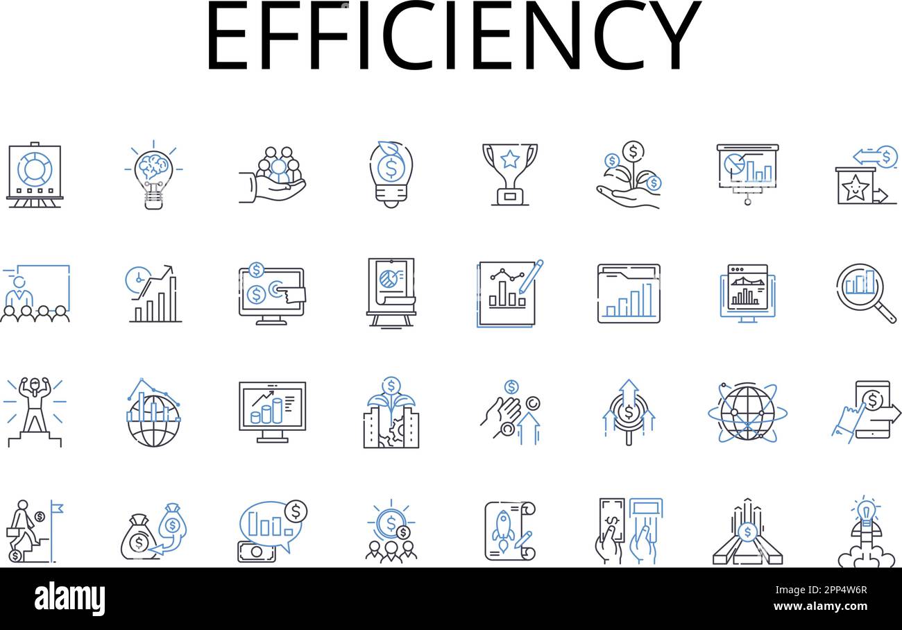 Efficiency Line Icons Collection Speediness Productiveness