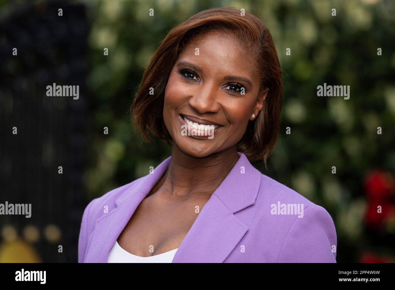 Denise Lewis poses for photographers upon arrival at the premiere of ...