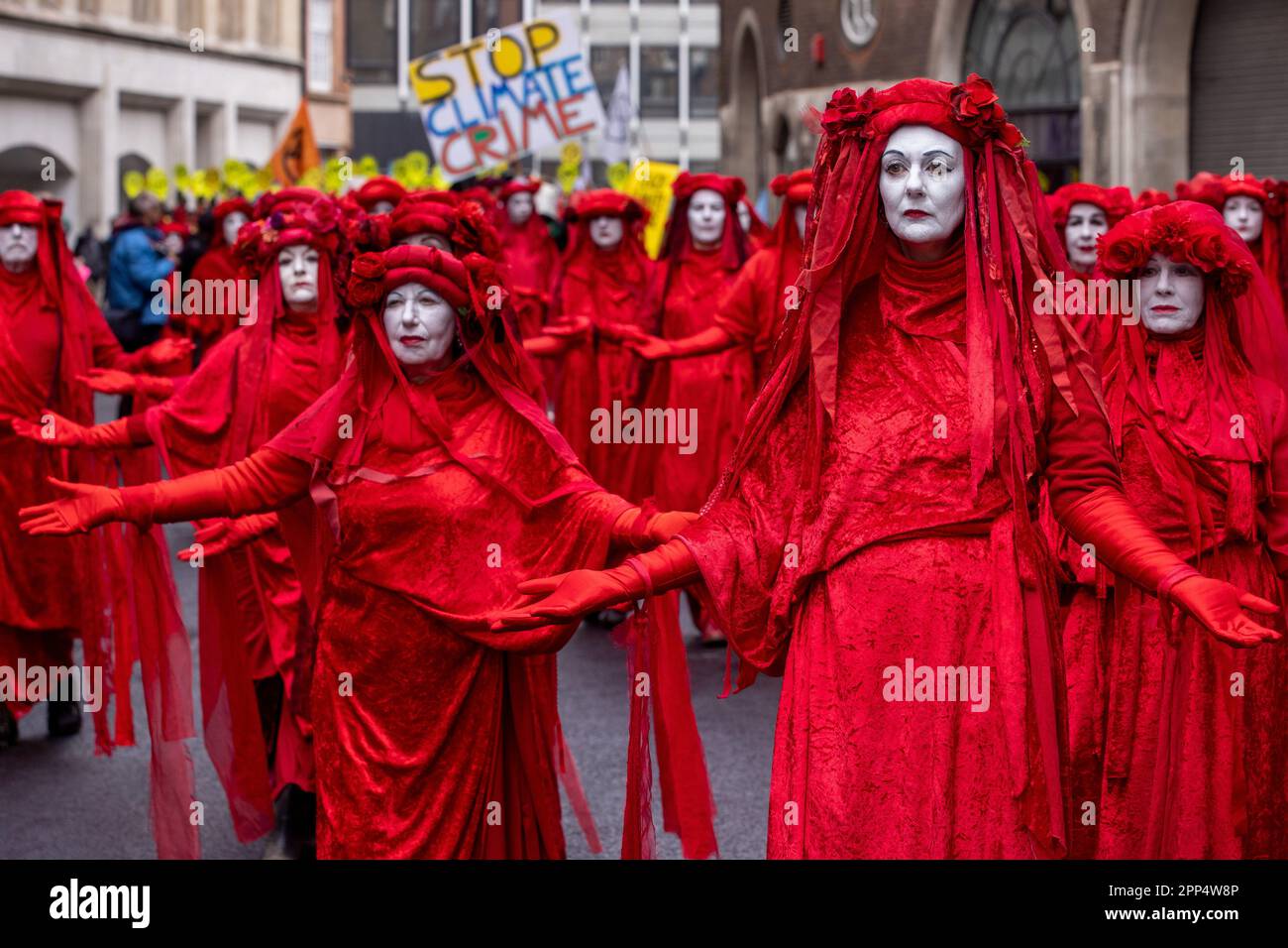 London, UK. 21st April, 2023. Extinction Rebellion Red Rebels take part ...