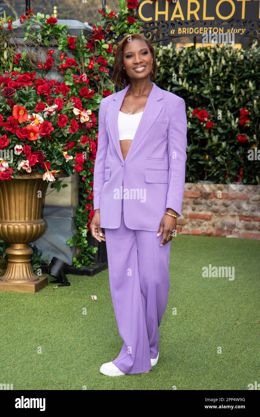 Denise Lewis poses for photographers upon arrival at the premiere of ...