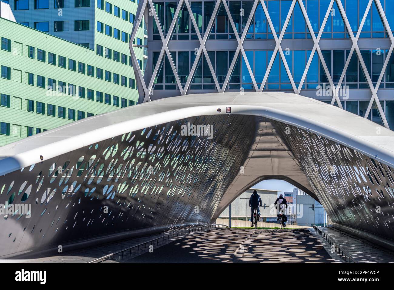 The Parkbruk, a cyclist and pedestrian bridge in the centre of Antwerp ...