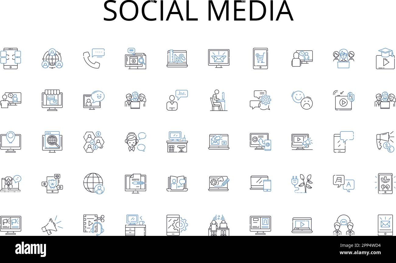 Social media line icons collection. Innovation, Breakthrough ...