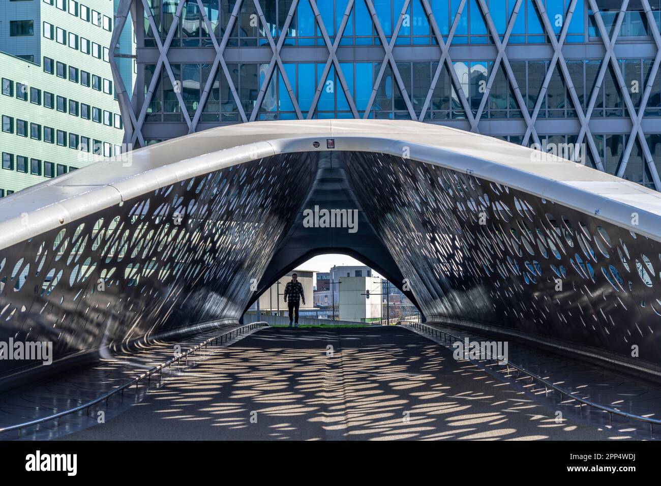 The Parkbruk, a cyclist and pedestrian bridge in the centre of Antwerp ...