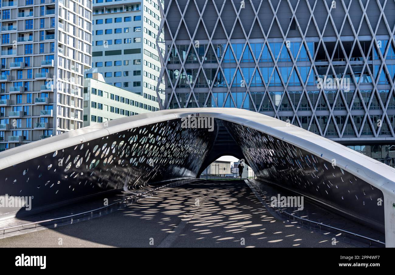 The Parkbruk, a cyclist and pedestrian bridge in the centre of Antwerp ...