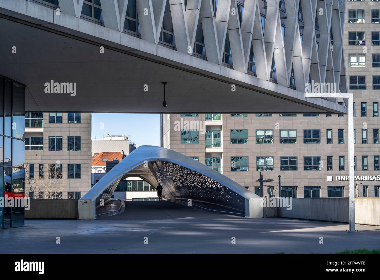 The Parkbruk, a cyclist and pedestrian bridge in the centre of Antwerp ...