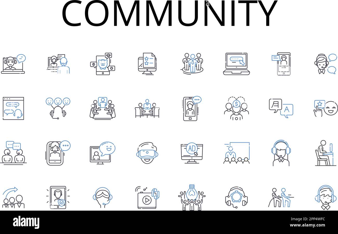 Community line icons collection. Society, Population, Neighborhood ...