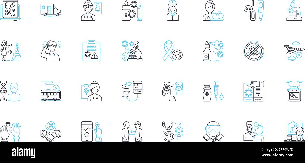 Electronic health linear icons set. EHR, Telemedicine, Wearables ...