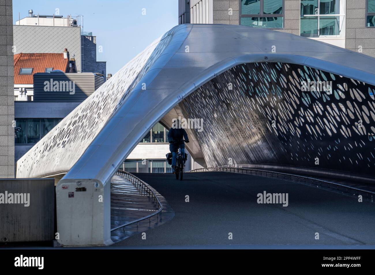 The Parkbruk, a cyclist and pedestrian bridge in the centre of Antwerp ...