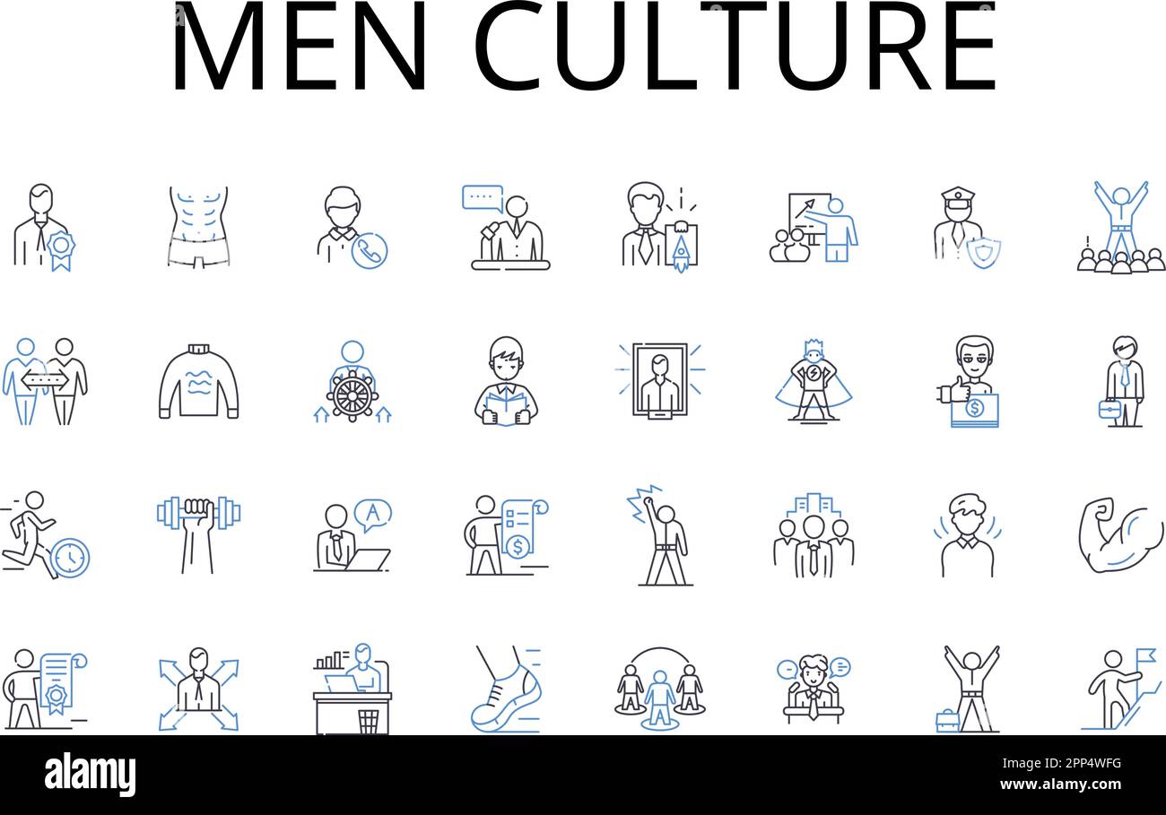 Men culture line icons collection. Women society, Children tradition ...