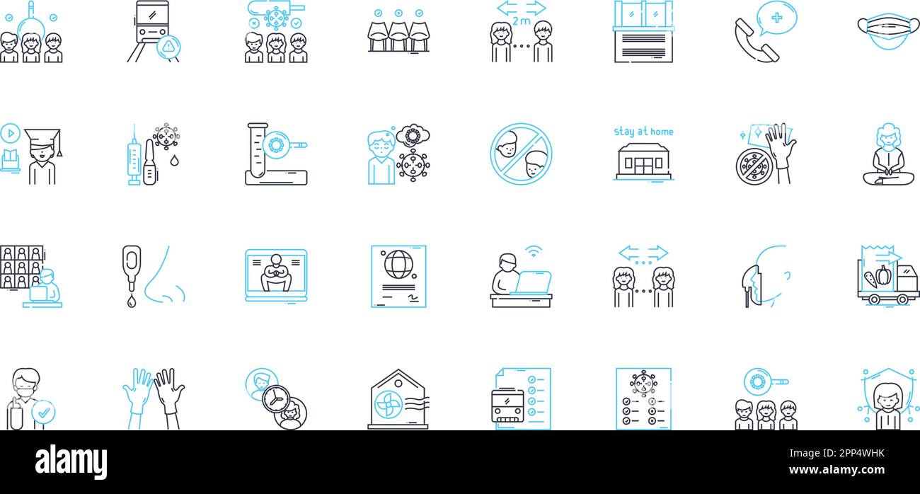 Infectious disease linear icons set. Virus, Bacteria, Fungi, Contagious ...