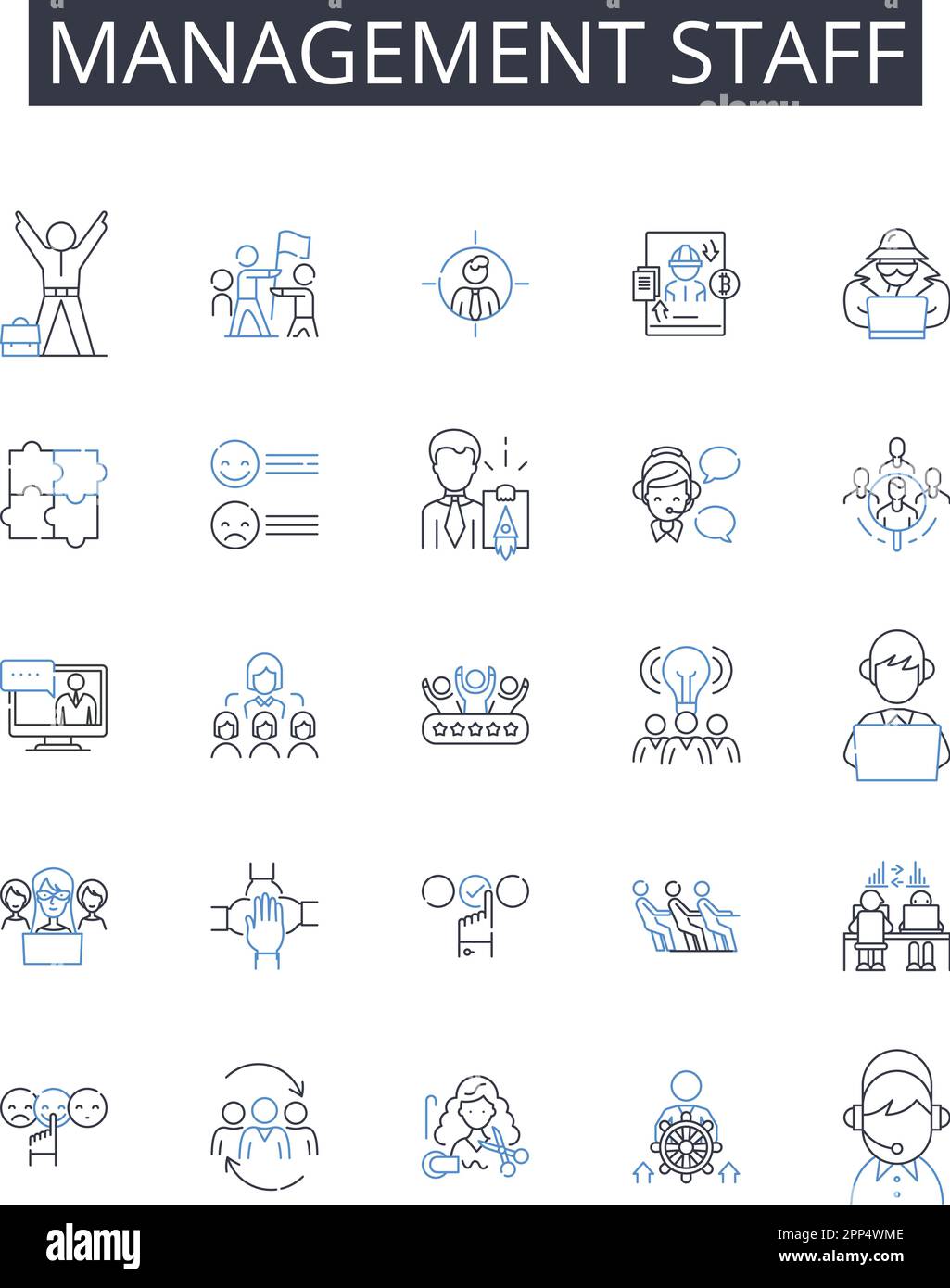 Management staff line icons collection. Executive team, Administration ... Management staff line icons collection. Executive team, Administration ...
