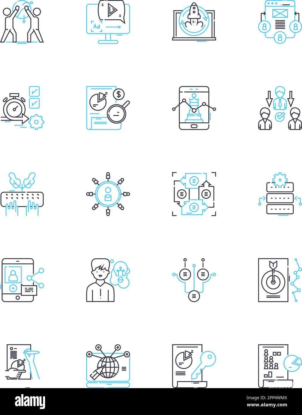 Email marketing linear icons set. Subscribers, Campaigns, Automation ...