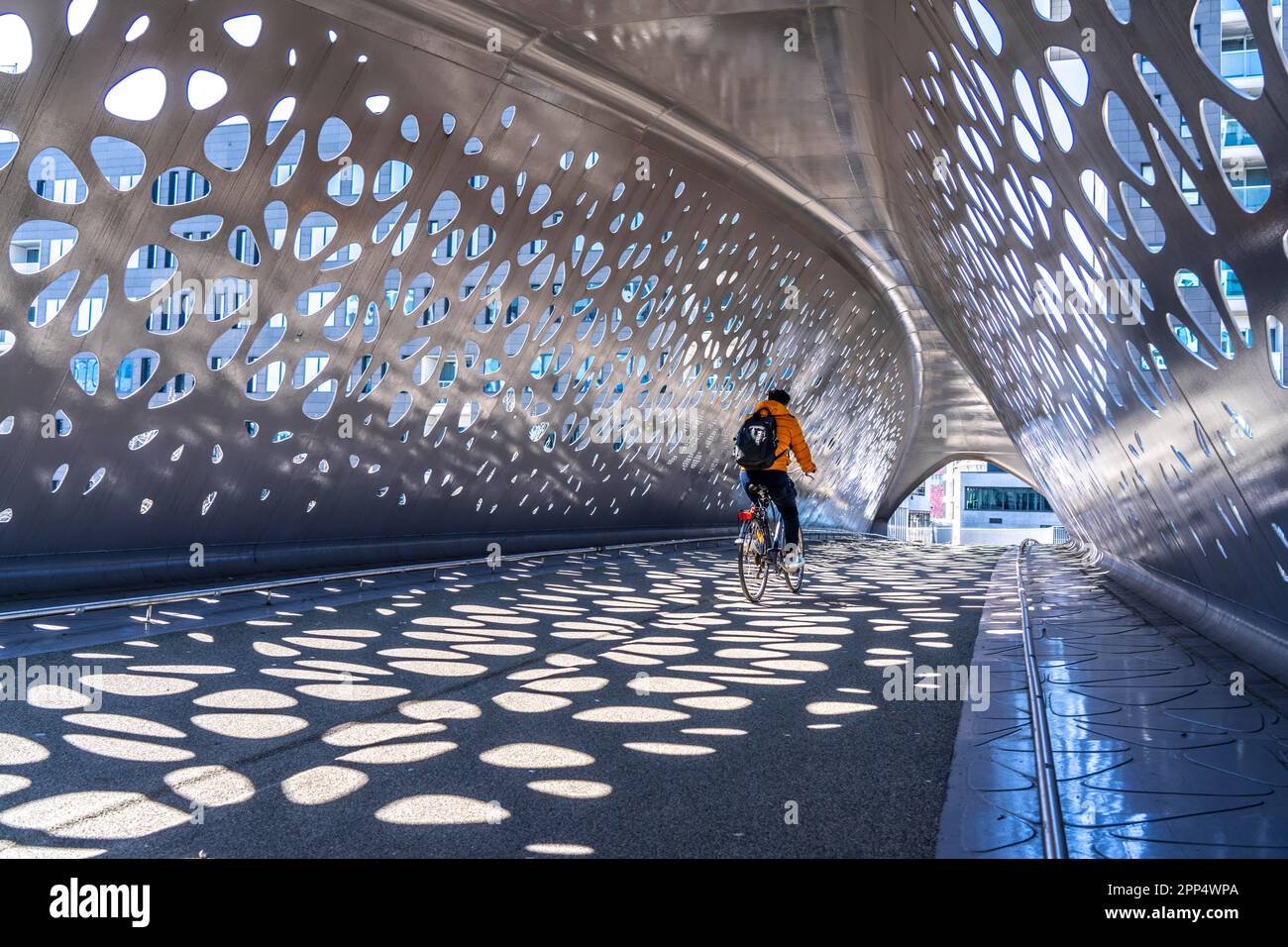 The Parkbruk, a cyclist and pedestrian bridge in the centre of Antwerp ...