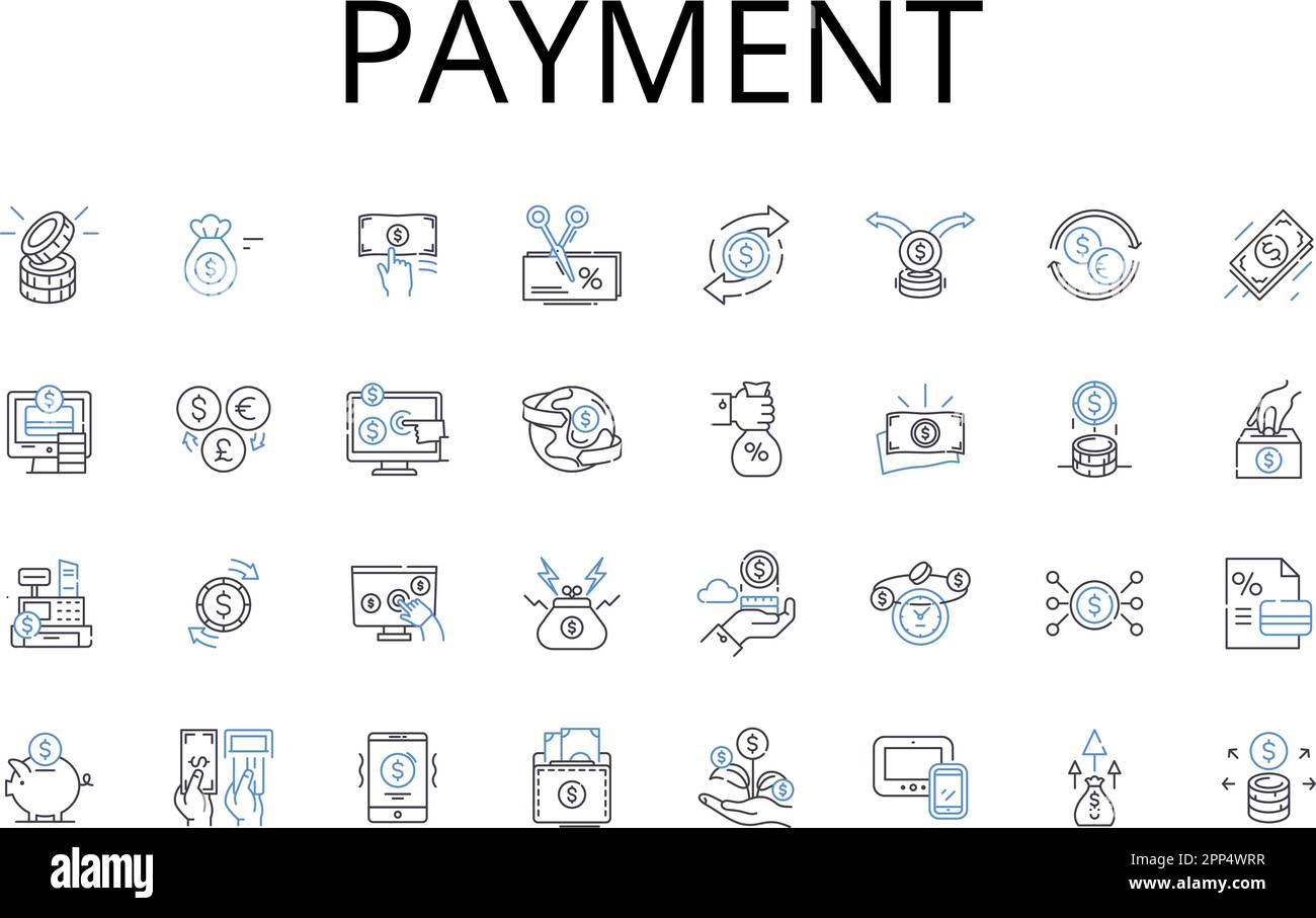 Payment line icons collection. Transaction, Remittance, Settlement ...