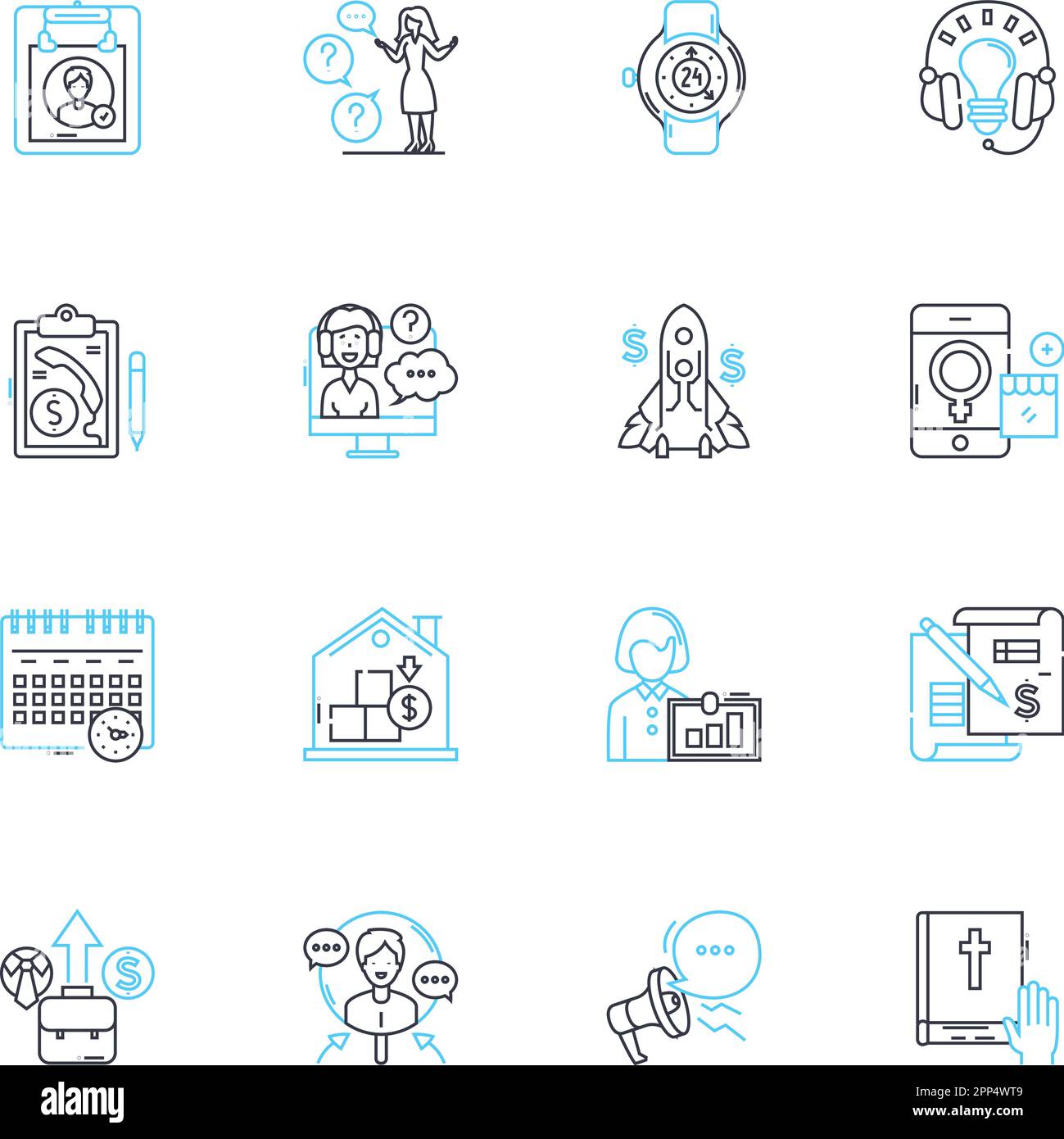 Consumer interaction linear icons set. Feedback, Engagement ...